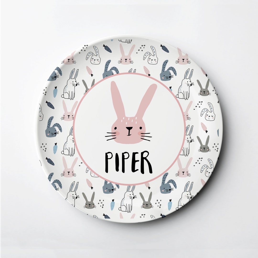 Easter Personalized Plate for Boy or Girl, Featuring Easter Bunny ...