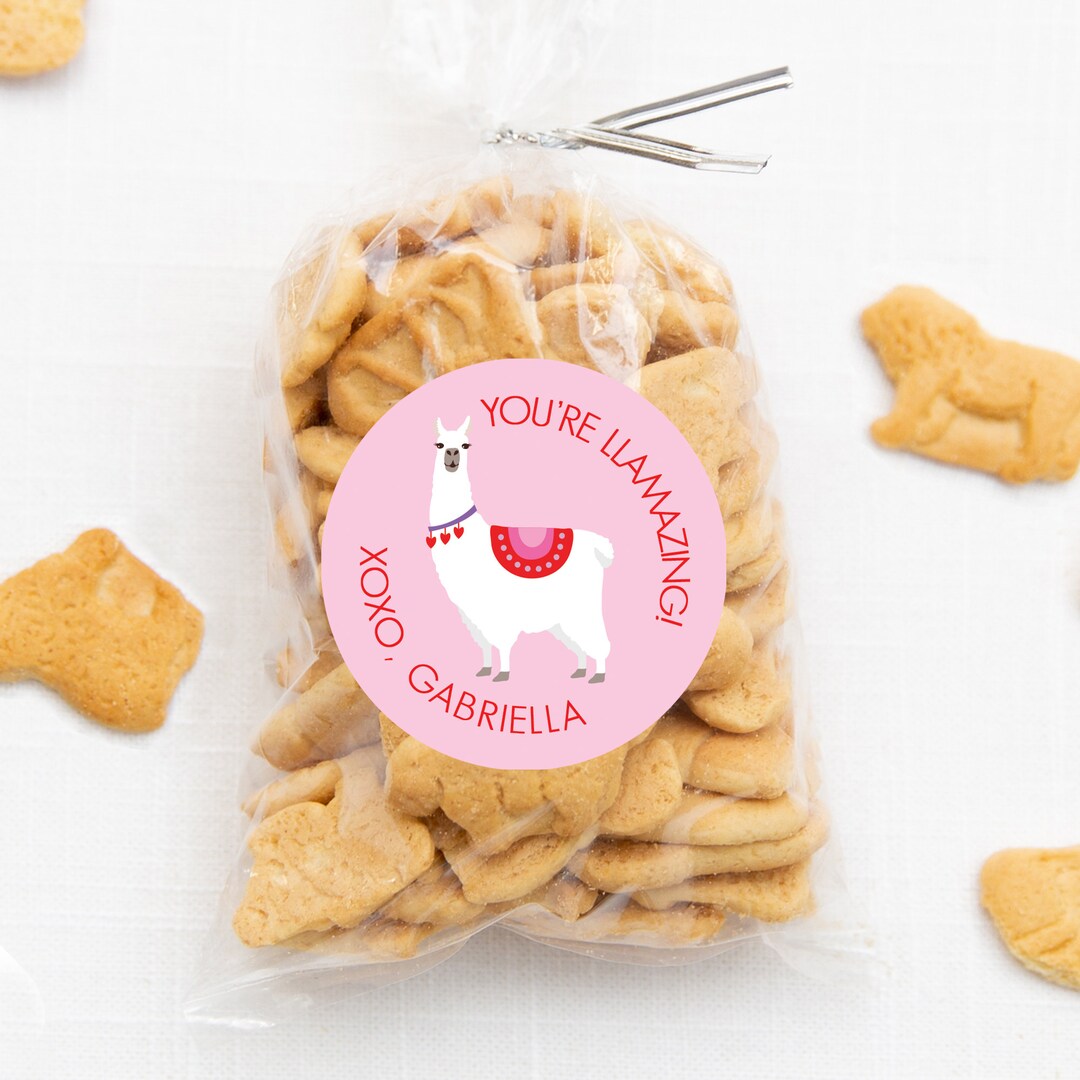 Llama Valentine's Day Stickers: Treat Bag Labels (12 per Sheet or ...