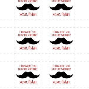 Valentine's Day Mustache Love Favor Gift Tags - Instant Download ...