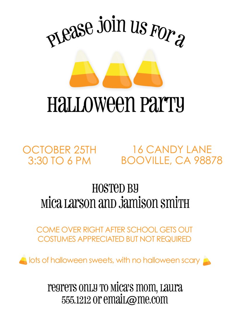 Candy Corn Halloween Invitations | Swanky Press - Halloween Party - Etsy