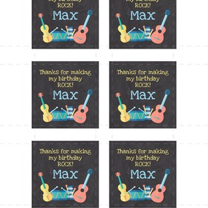 Musical Instruments Chalkboard Party Square Gift Tag Set - Printable ...
