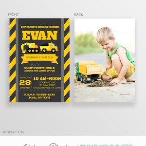 Construction Party Invitation - Dump Truck and Backhoe Invitation - Boy ...