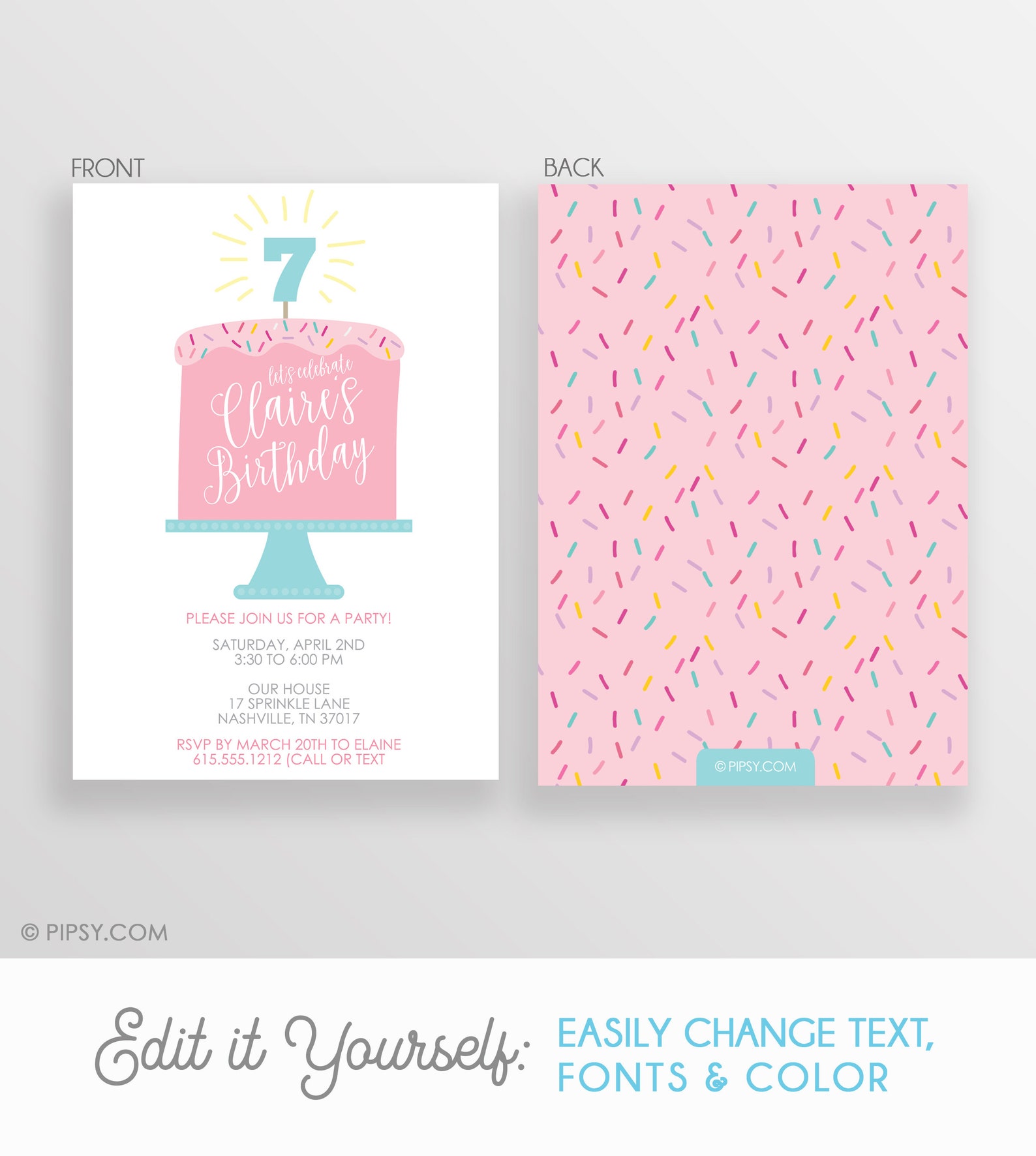 DIY Girl Birthday Invitation - Printable Birthday Party Invitation ...