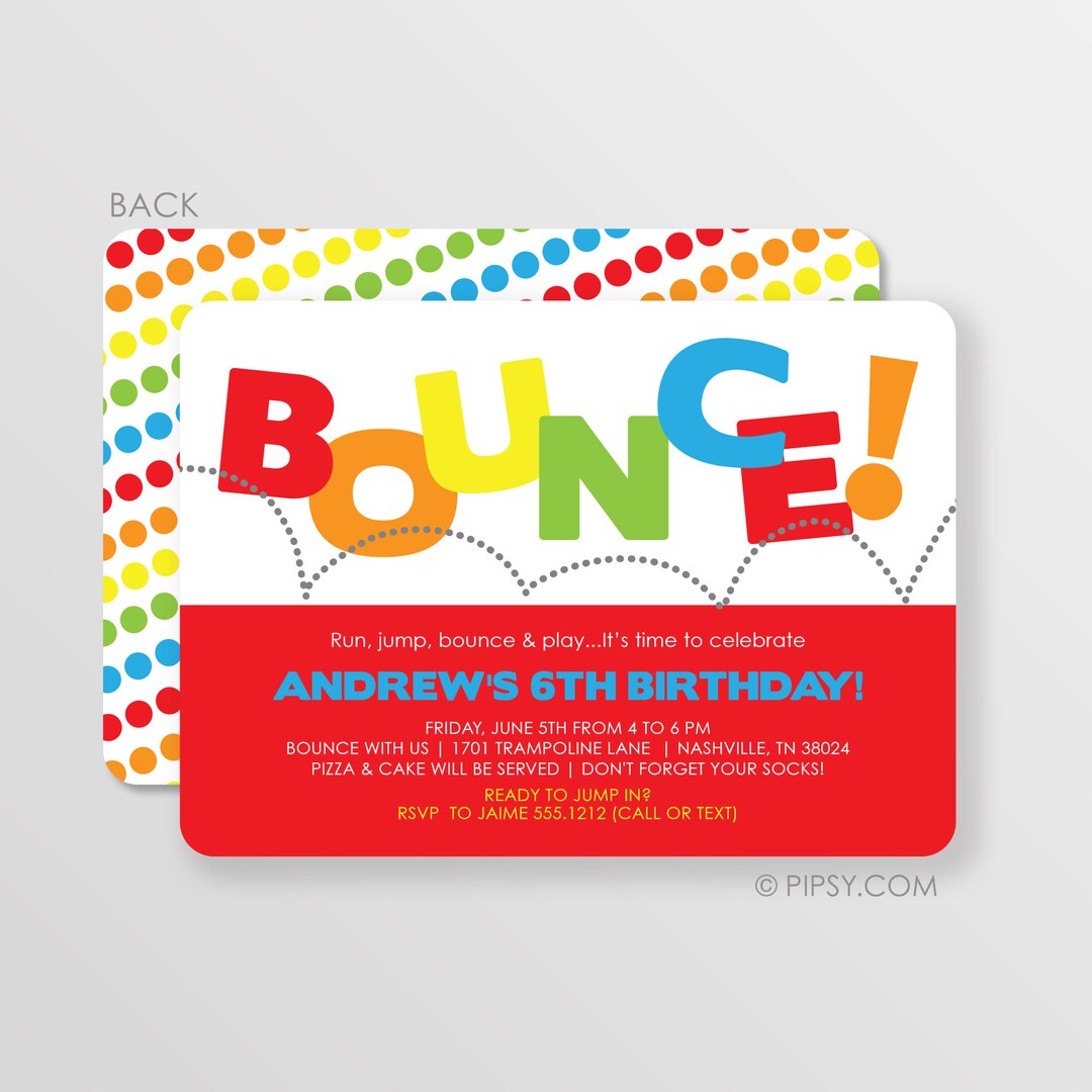 Bounce Invitation, Bounce House Birthday Party Invitation, Pump It up ...