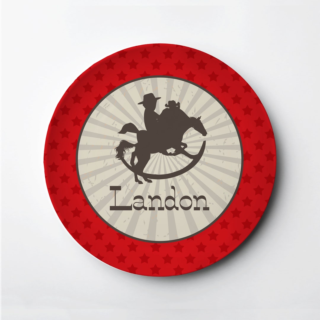 Personalized Cowboy Plate Rocking Horse Plate, Cowboy Custom Polymer ...