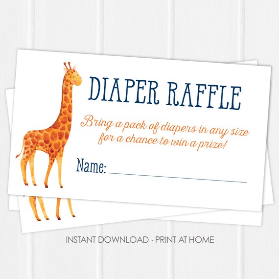 Giraffe Diaper Raffle Card - Diaper Raffle Printable - Giraffe Baby ...