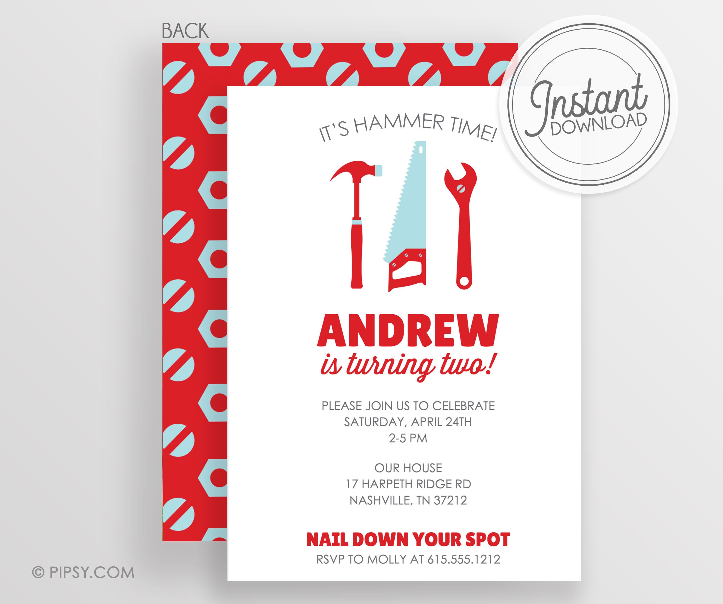Tools Birthday Invitation Builder Party Invitation | Etsy