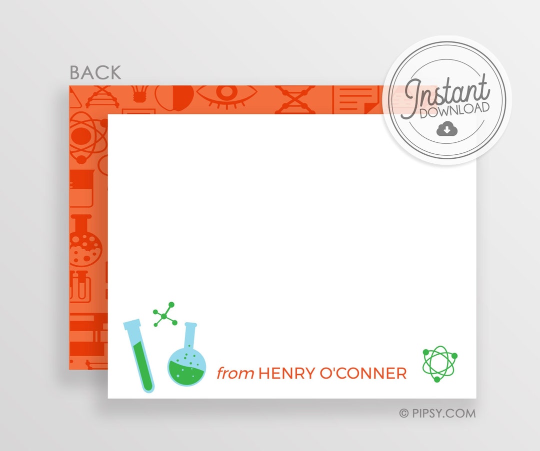 Science Thank You Cards - DIY - Instant Download & Editable File ...