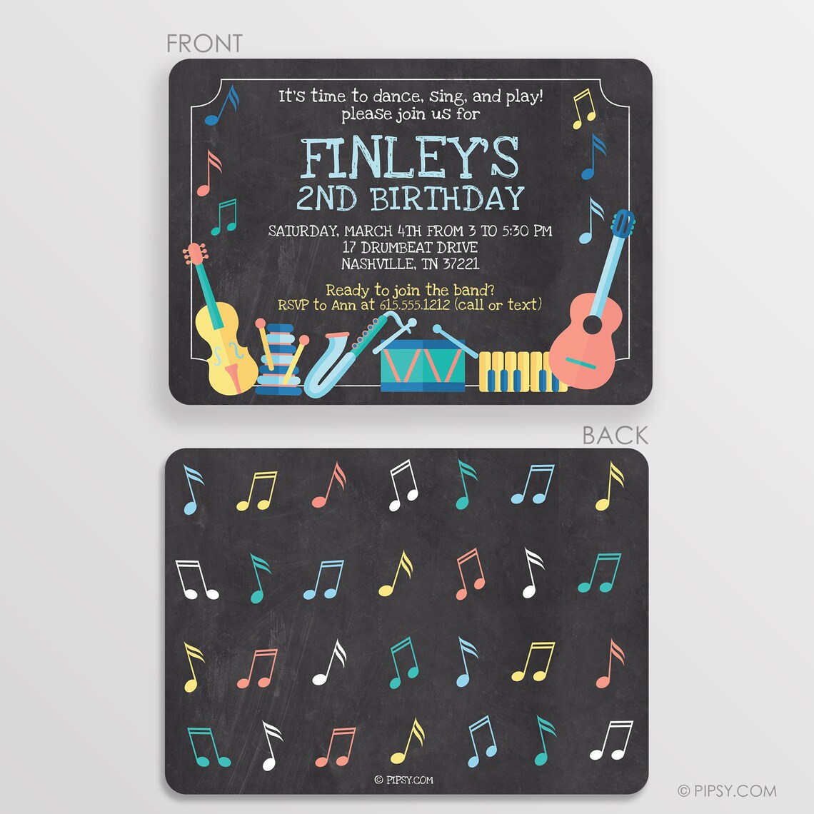Music Party Invitation Musical Instruments Party Dance Party - Etsy