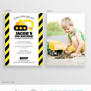 Construction Party Invitation - Backhoe Invitation - Boy Birthday ...