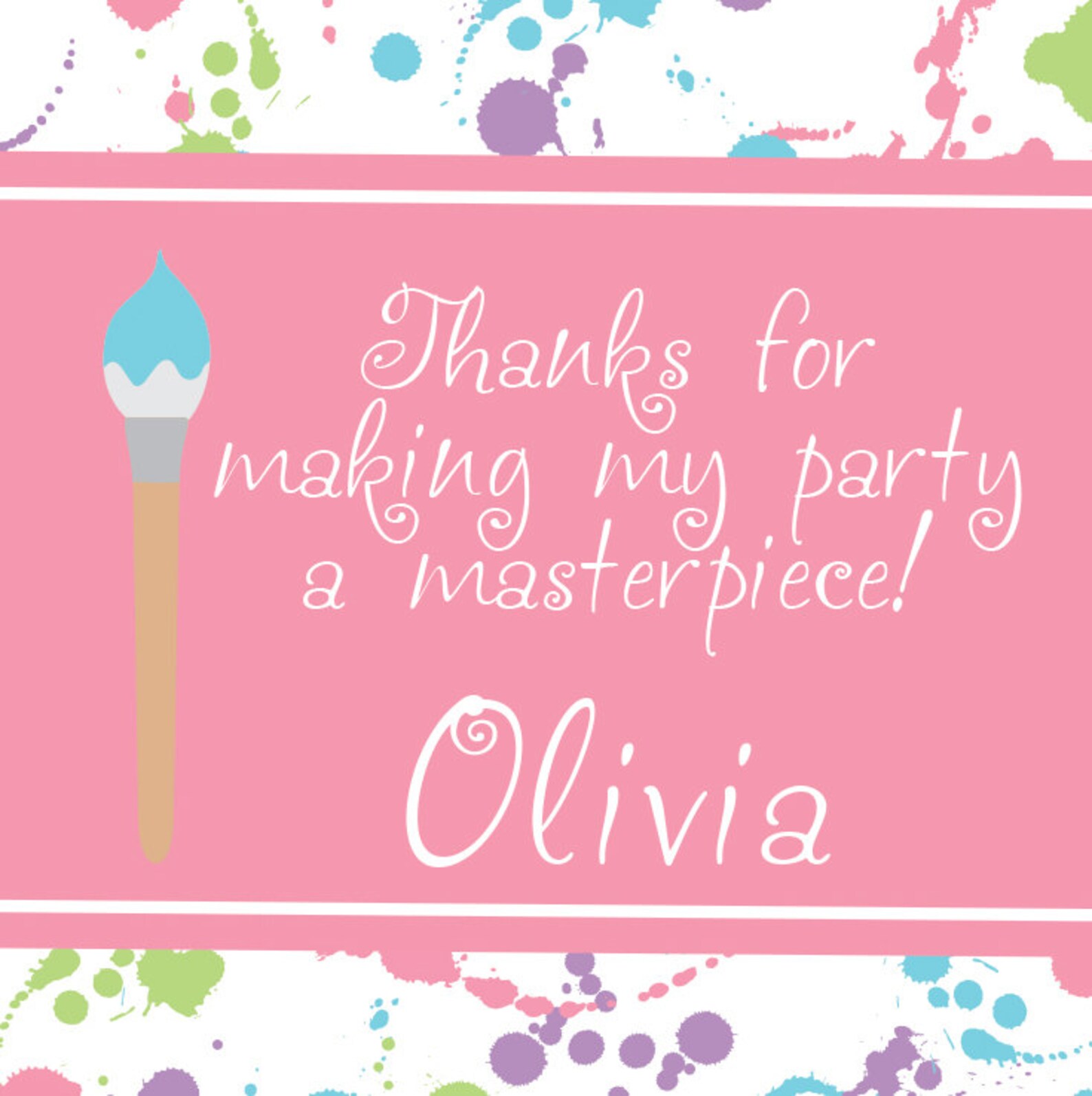 Pastel and Pink Art Paint Splatter Party Square Gift Tag Set | Etsy