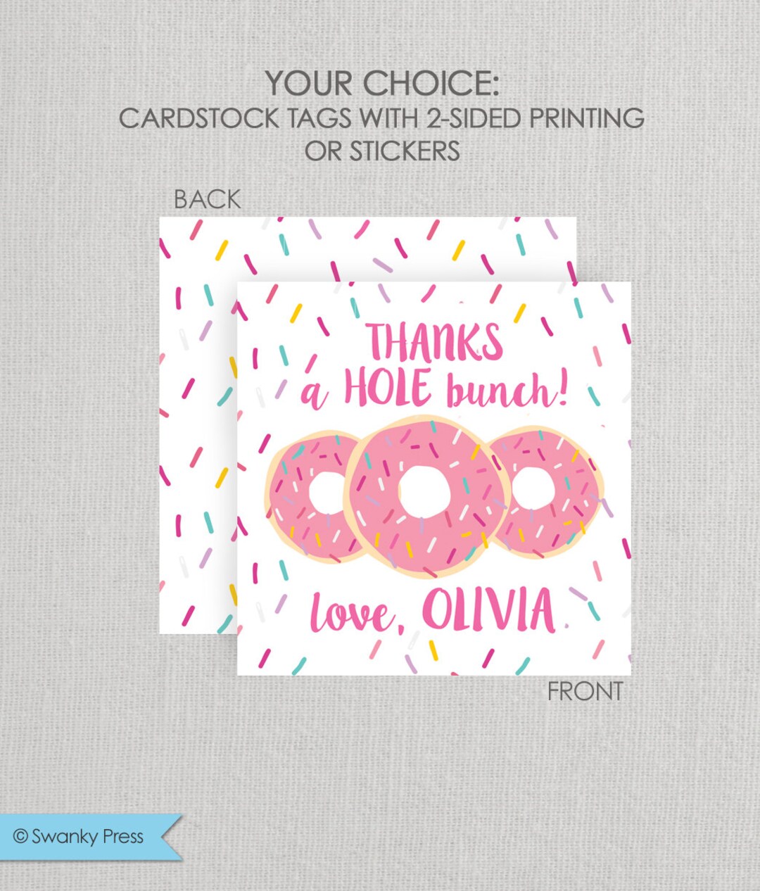 Donut Favor Tags or Stickers . Donut Birthday Party . for Favors, Treat ...