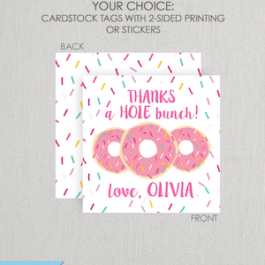 Donut Favor Tags or Stickers . Donut Birthday Party . for Favors, Treat ...