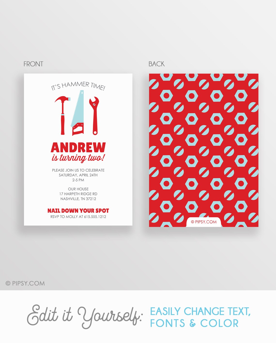 Tools Birthday Invitation Builder Party Invitation | Etsy