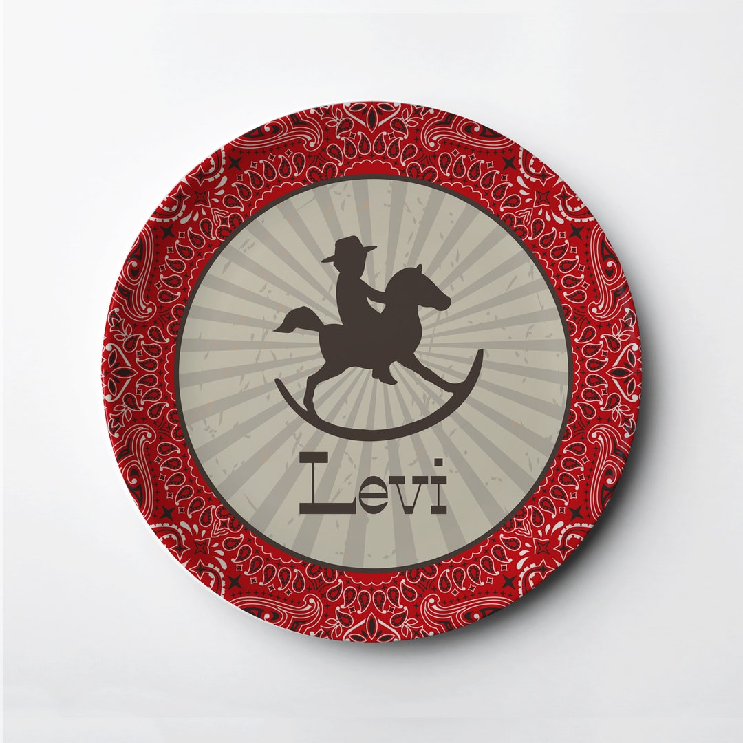 Personalized Cowboy Plate Rocking Horse Plate, Cowboy Custom Polymer ...