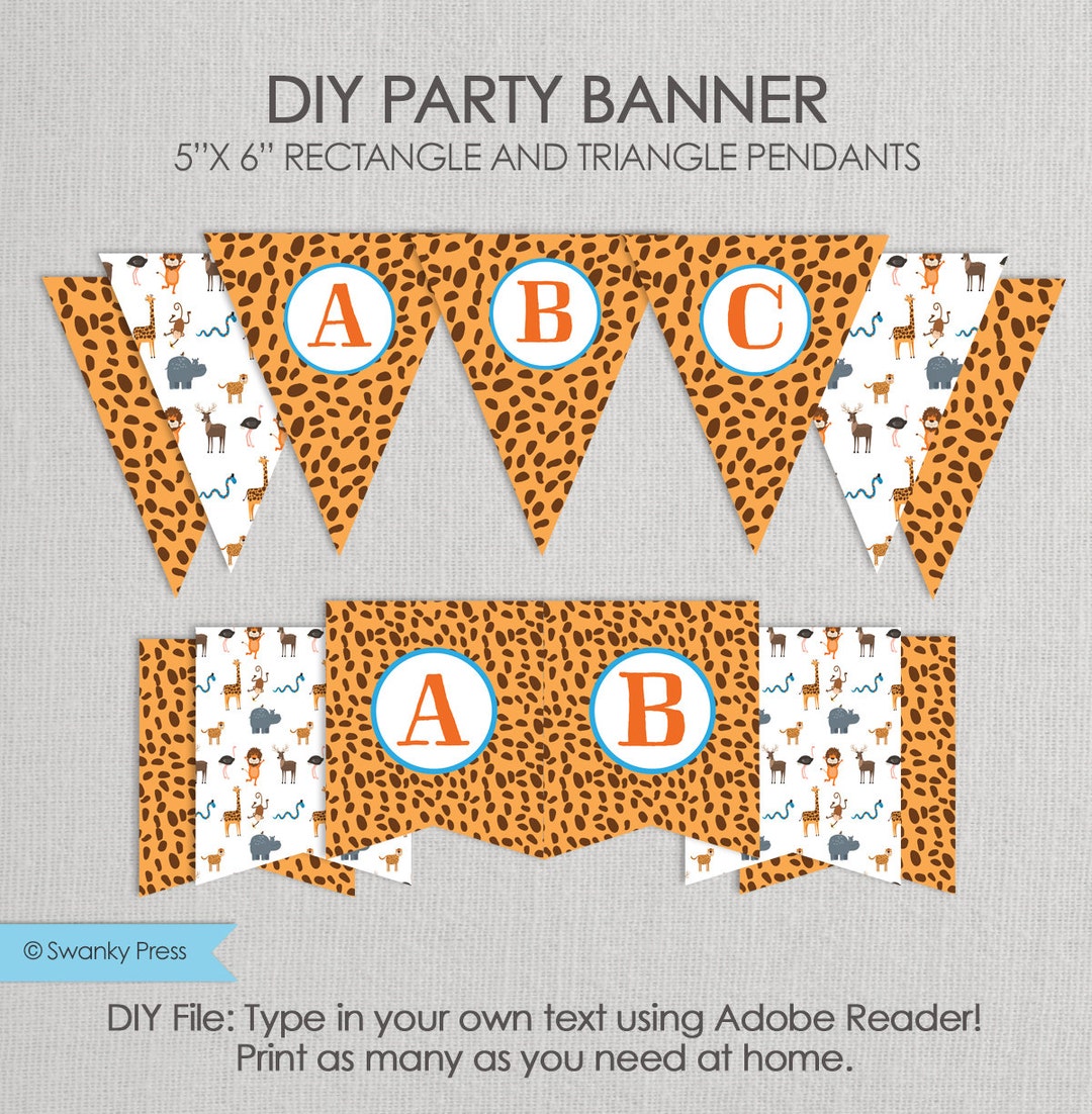 Zoo Party Animals Banner Animal Print Birthday Party - Etsy