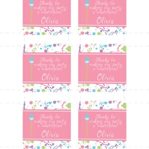 Pastel and Pink Art Paint Splatter Party Square Gift Tag Set ...