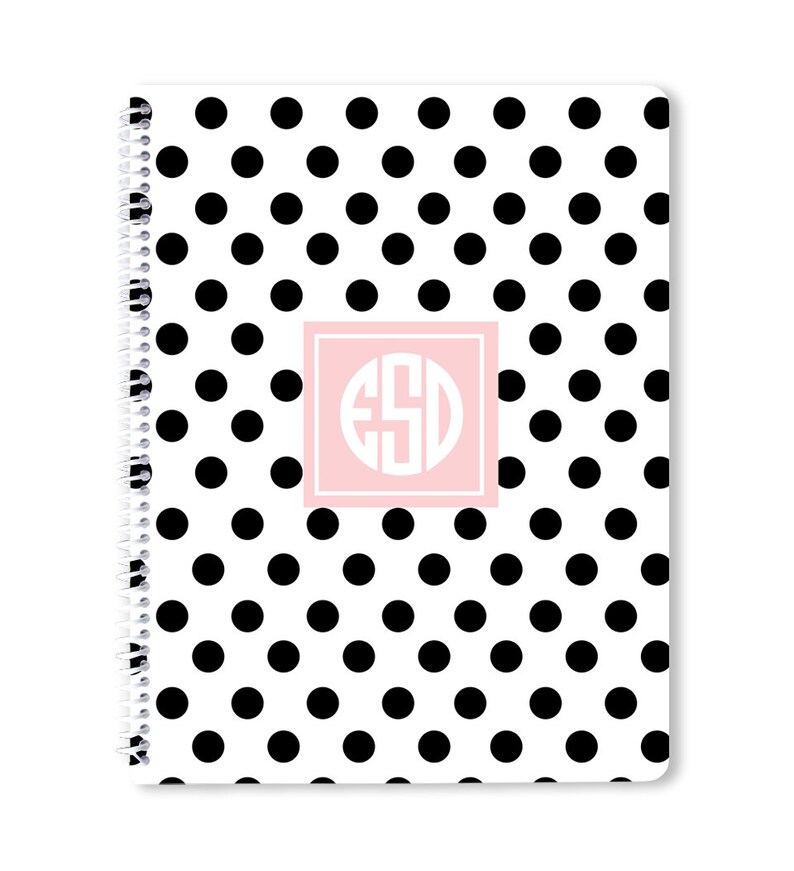 Personalized Spiral Notebook Polka Dot Monogrammed School - Etsy