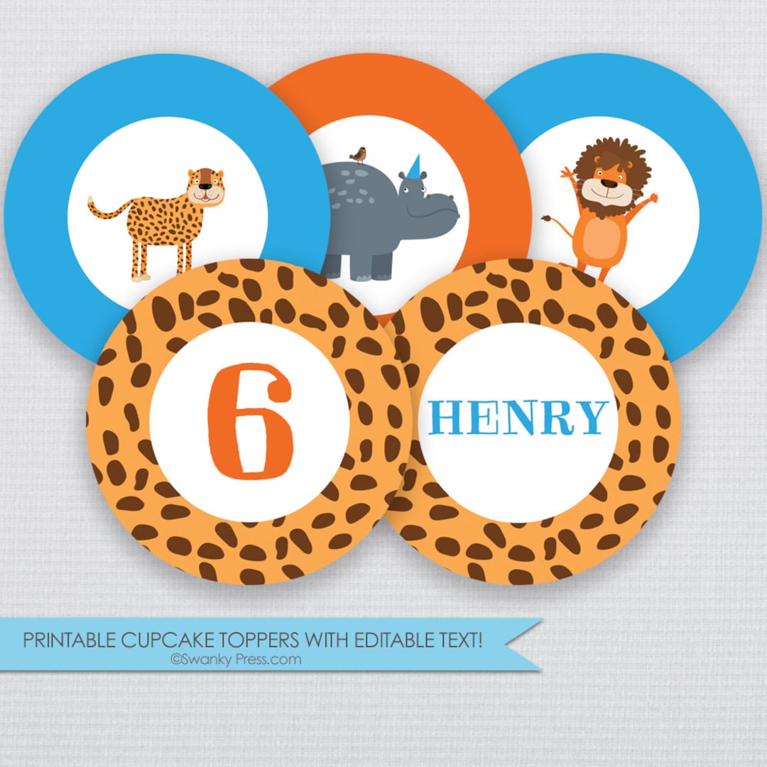 DIY Zoo Party Animals Birthday Cupcake Topper- Instant Download ...