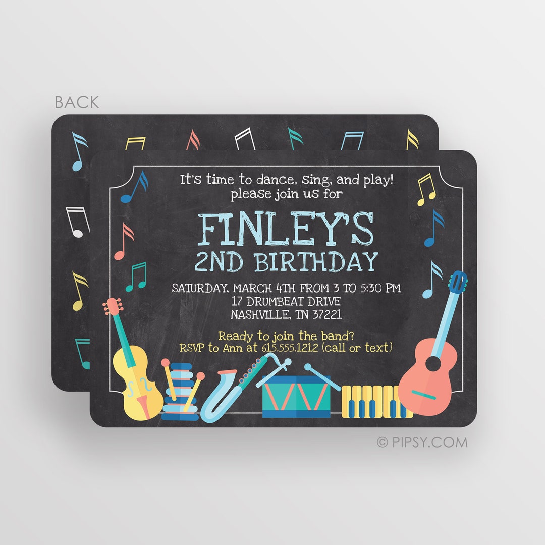 Music Party Invitation, Musical Instruments Party, Dance Party ...