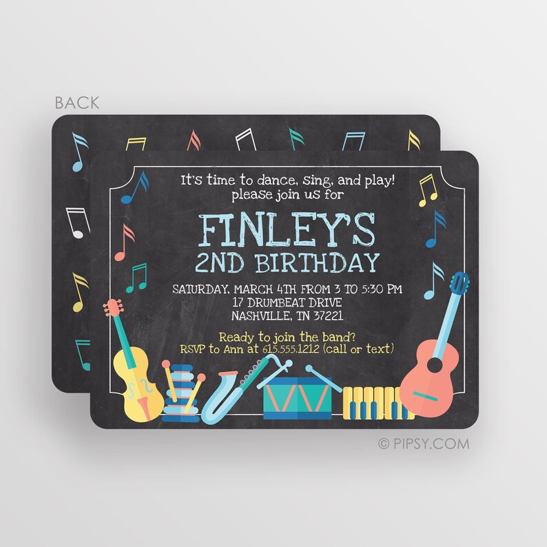 Music Party Invitation Musical Instruments Party Dance Party - Etsy