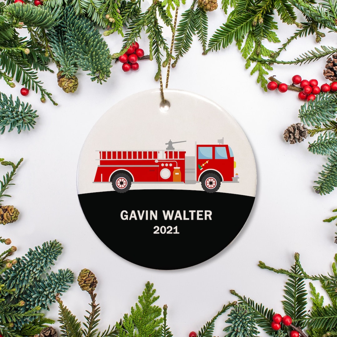 Fire Truck Christmas Ornament, Keepsake Personalized Ornament, Ornament ...