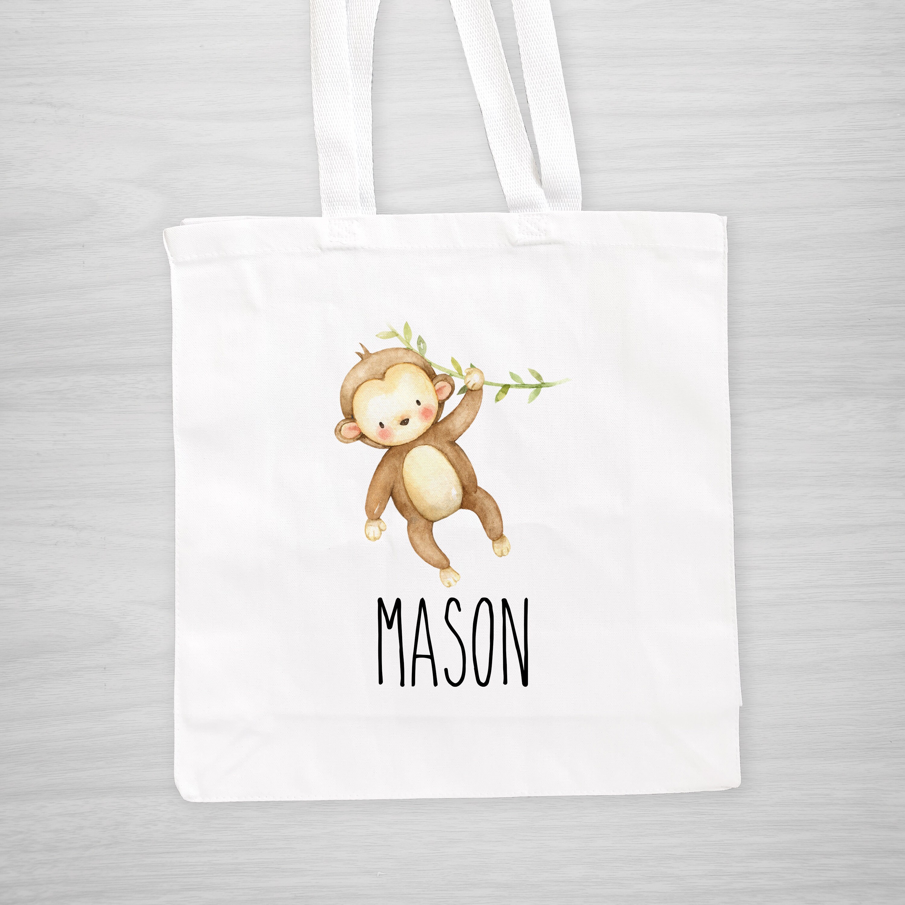 Personalized kid's Tote Bag Monkey with name Name for | Etsy