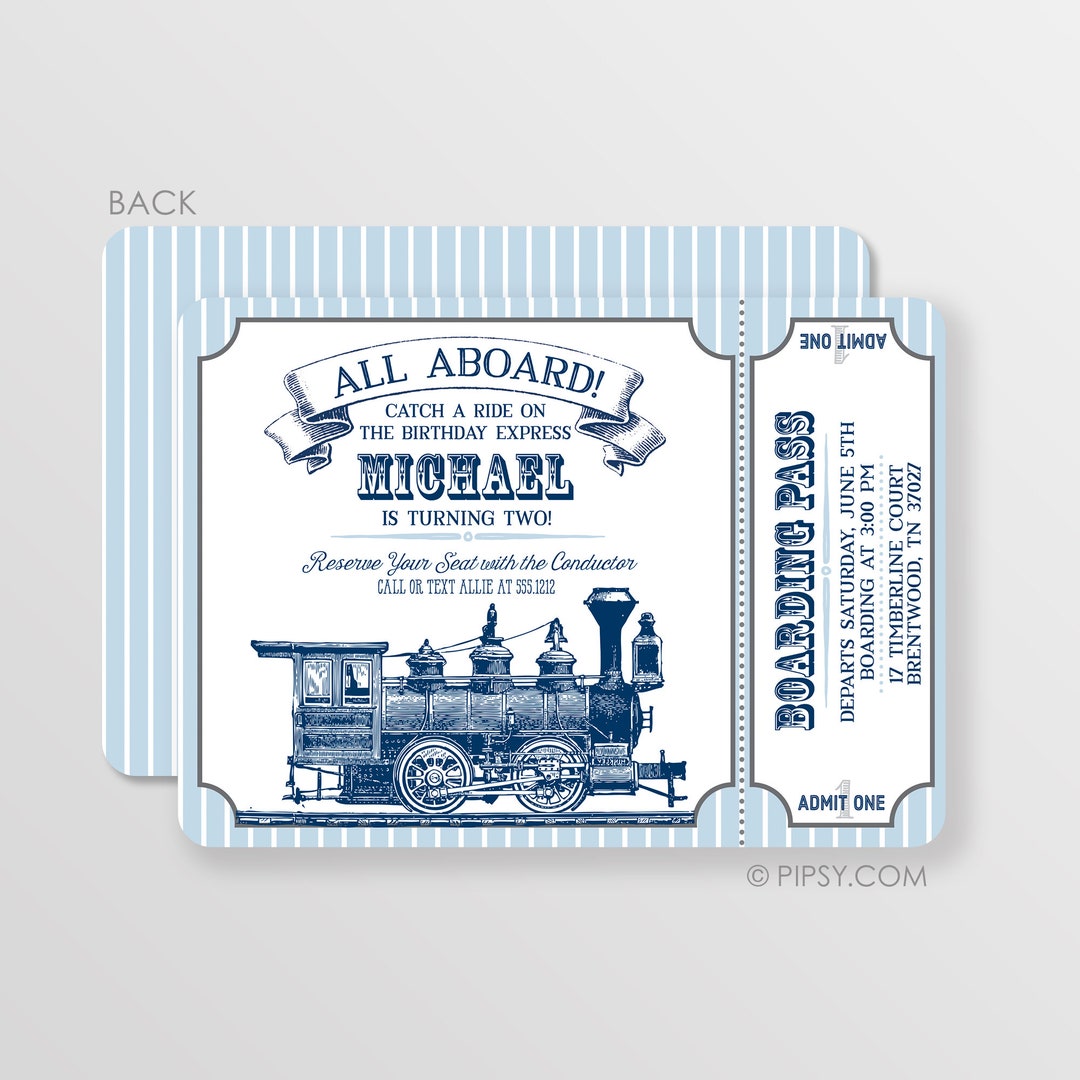 Train Invitation, Train Birthday Invitation, Vintage Train Party ...