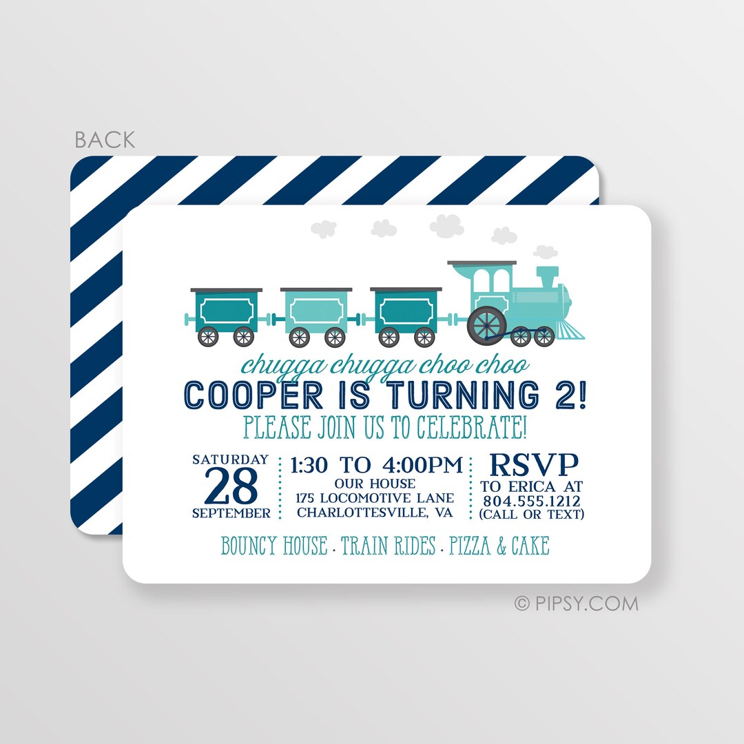 Train Invitation, Train Birthday Invitation, Train Party, Printable or ...