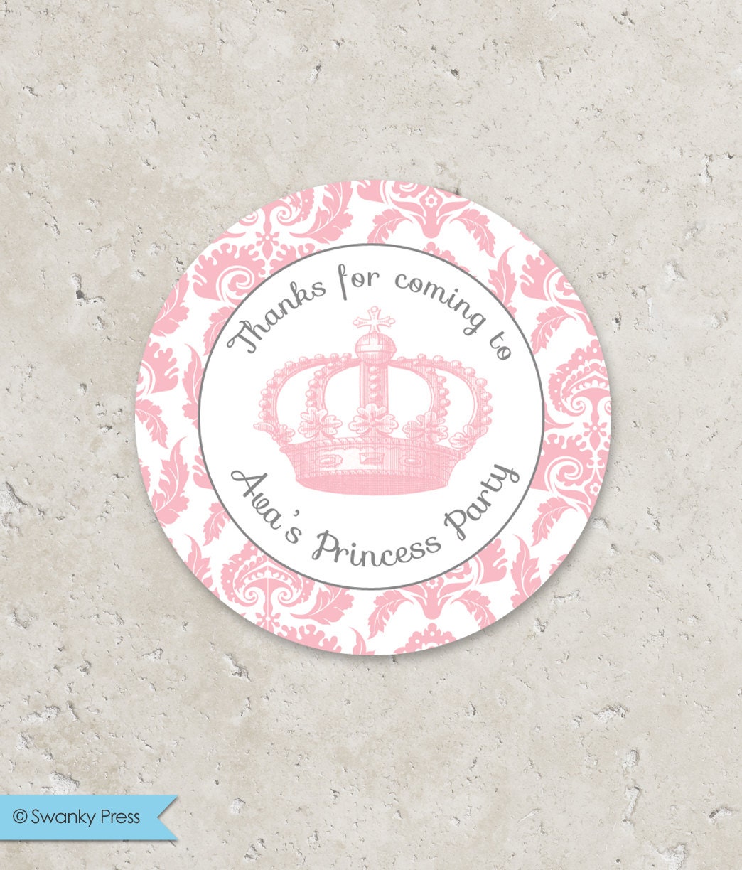 Princess Crown Damask Stickers . for Return Address Favors - Etsy