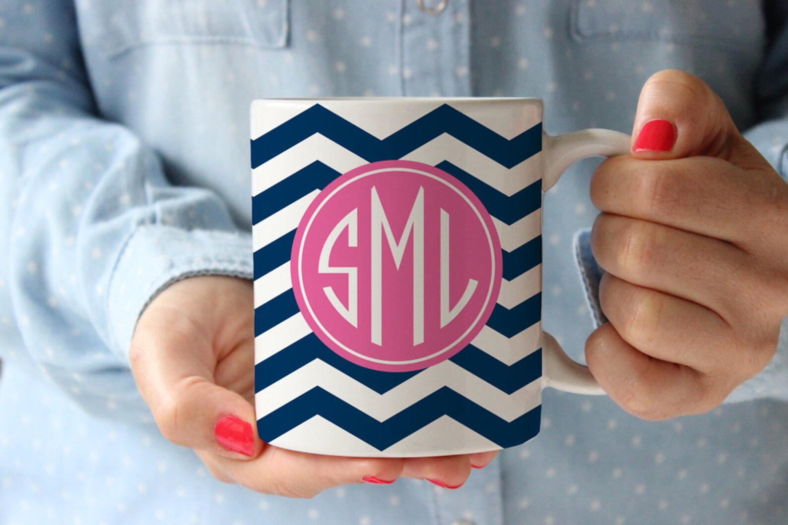 Chevron Monogrammed Coffee Mug pick Any Color Combination - Etsy