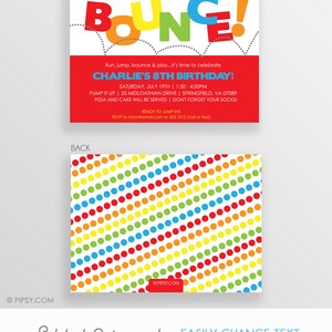 Bounce Birthday Invitation - Jump Invitation, Trampoline Party ...