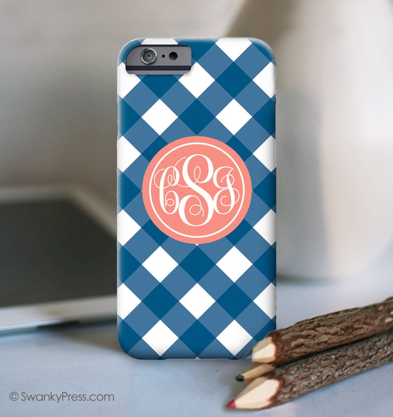Monogrammed iPhone CaseGingham monogram Custom Colors for | Etsy