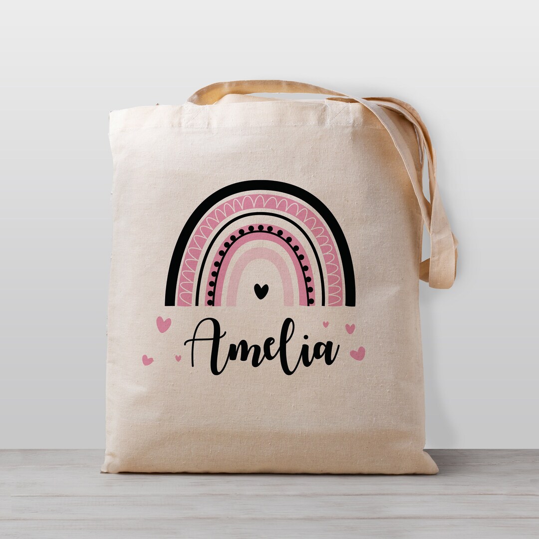 Personalized Tote Bag, Rainbow, Girl Kids Canvas Bag, Pick Your Own ...