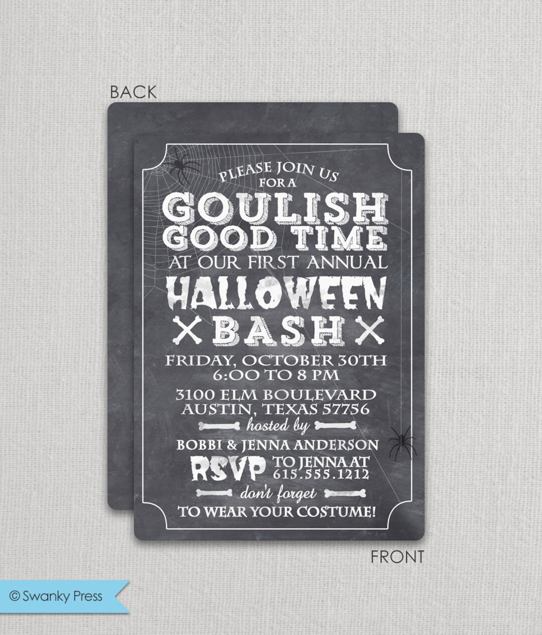 Chalkboard Halloween Invitations | Swanky Press - Halloween Party - Etsy