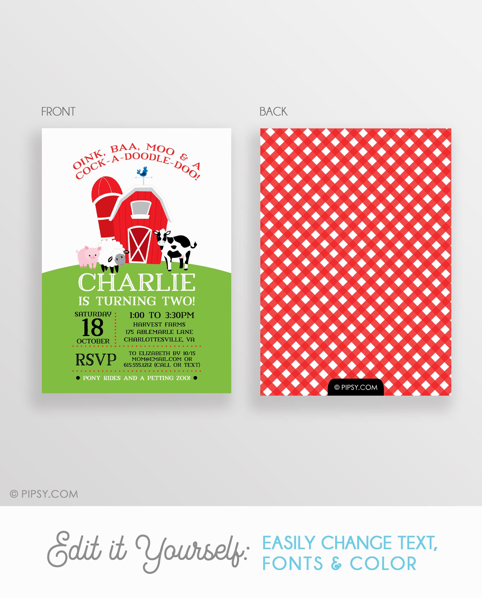 DIY Farm Birthday Party Invitation Barn Invitation Cow - Etsy