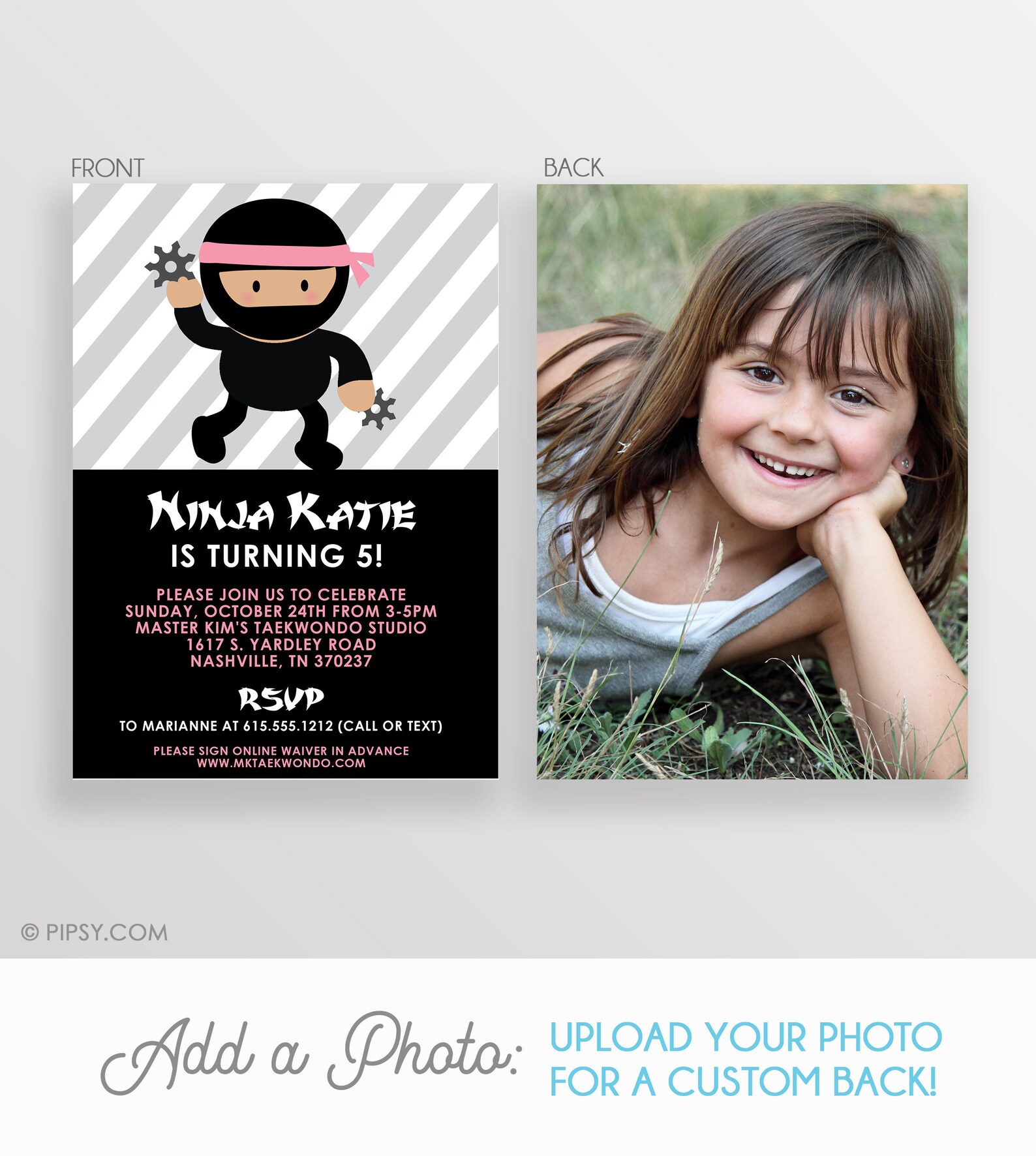 Ninja Party Invitation, Girl Birthday Party, Karate Birthday Invitation ...