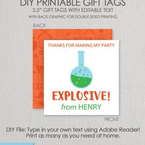 Mad Science Party - Square Gift Tag Set - Printable DIY With Fully ...
