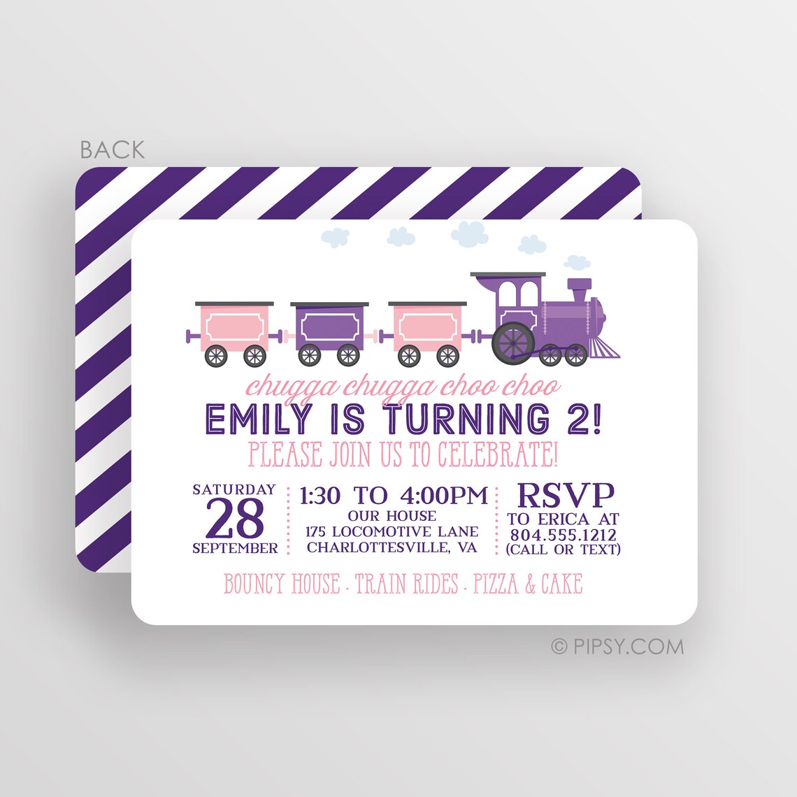Train Invitation Girl Train Birthday Invitation Pink and - Etsy