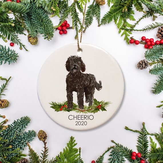 Black Labradoodle dog Christmas Ornament Personalized Dog | Etsy