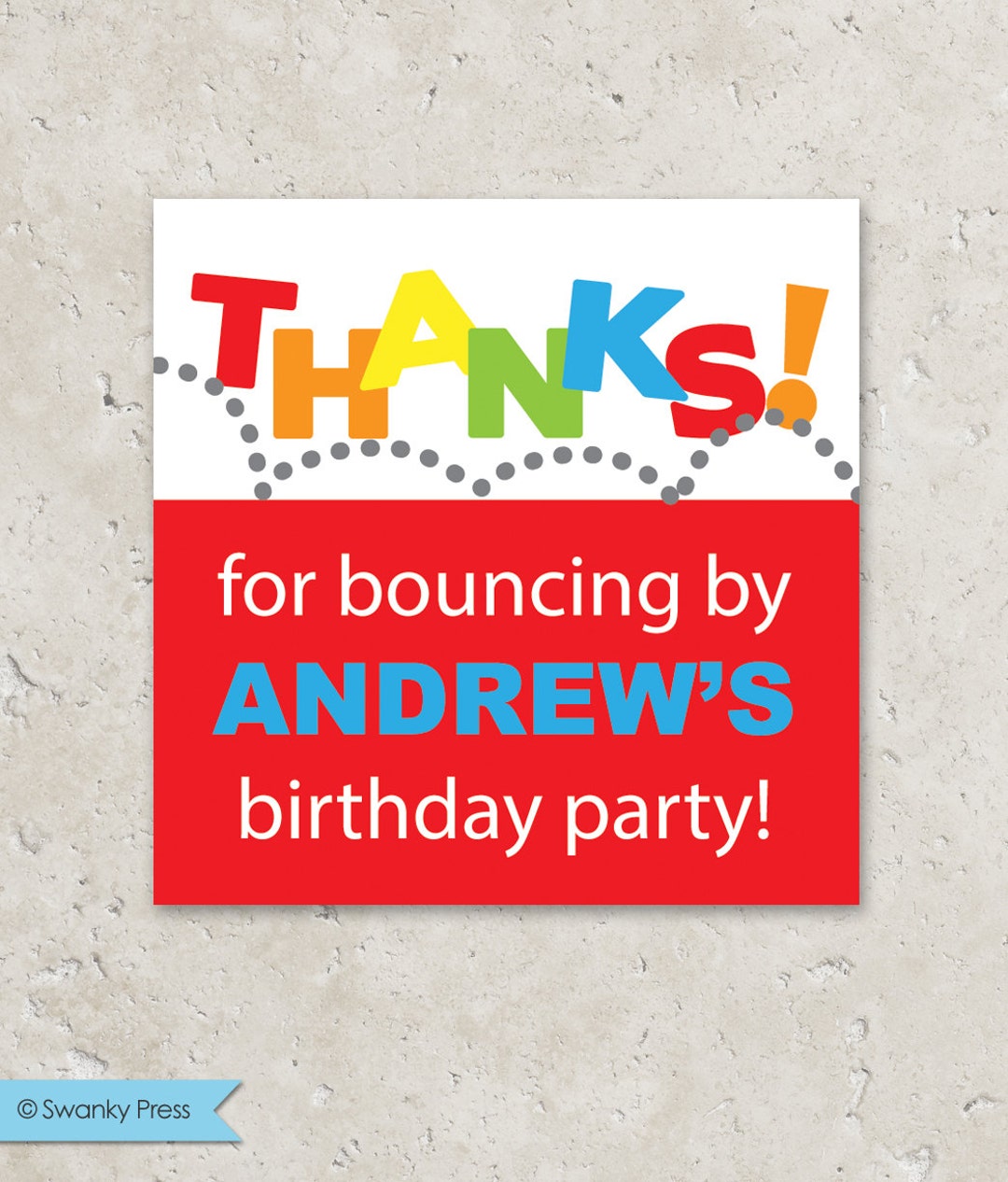 Stickers Gift Tags . Bounce Birthday Party . for Favors, Treat Bags and ...