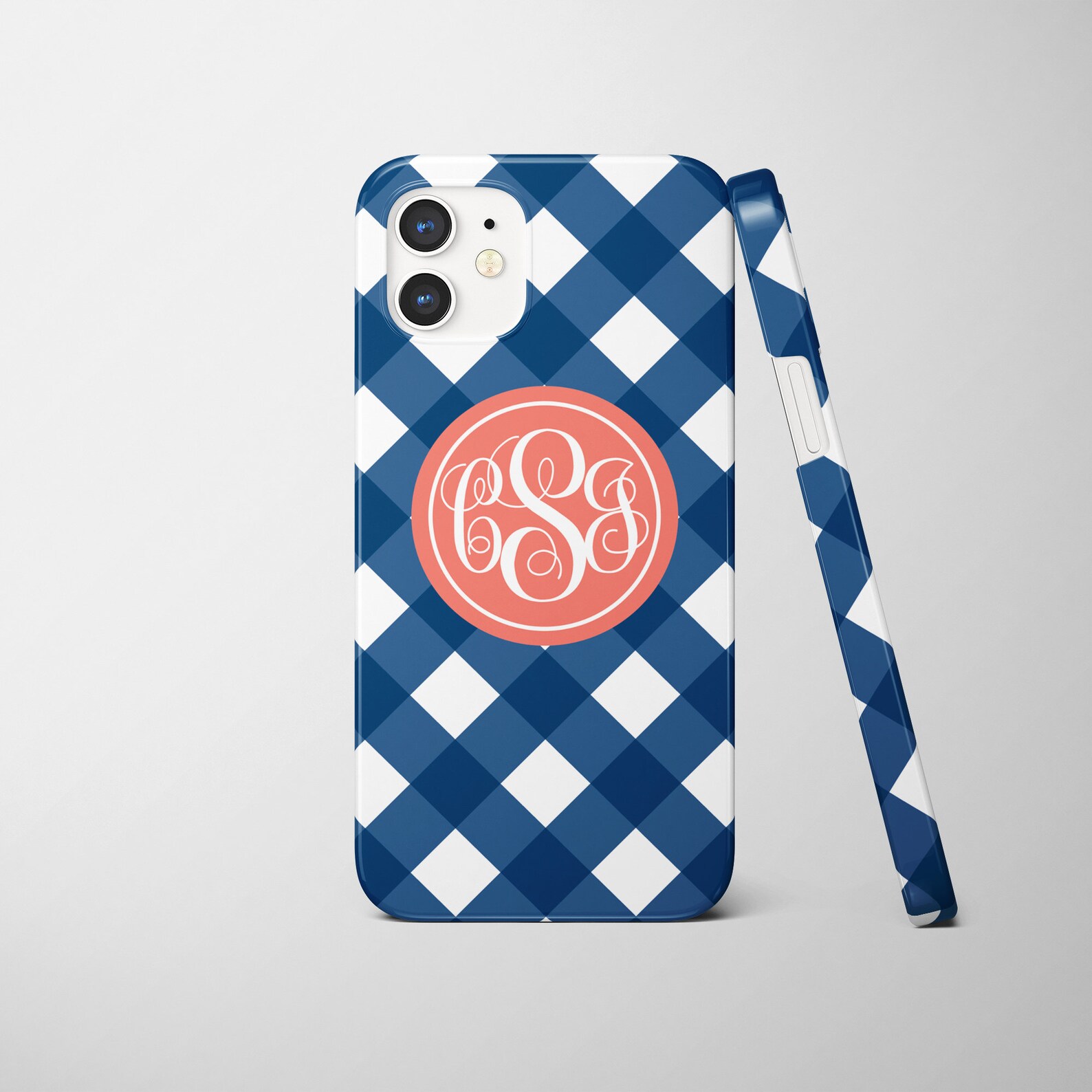 Monogrammed Iphone Casegingham Monogram Custom Colors for - Etsy