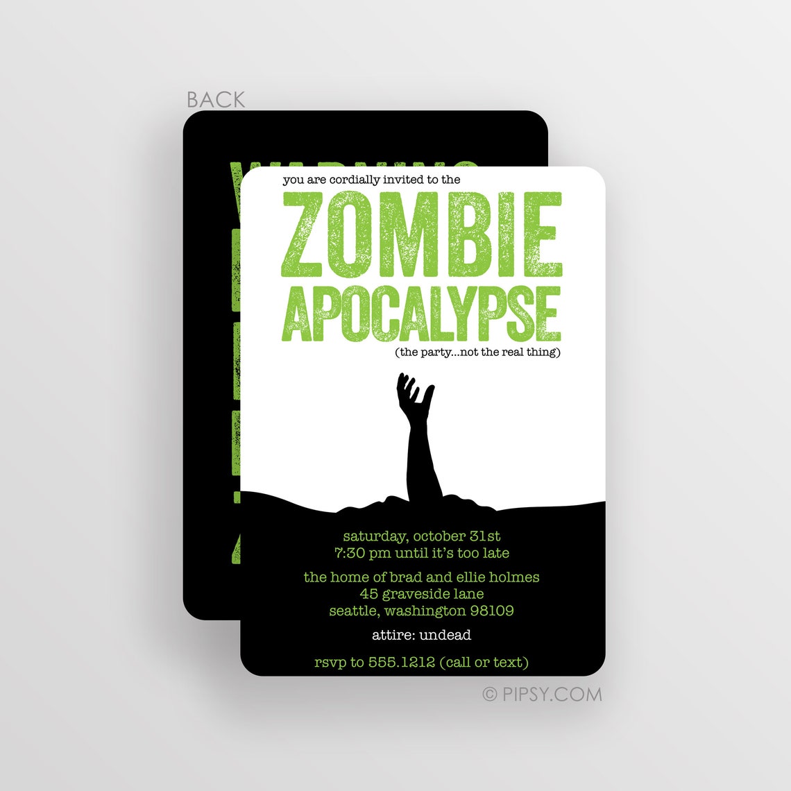 Zombie Halloween Invitation Party Monster Apocalypse Scary - Etsy