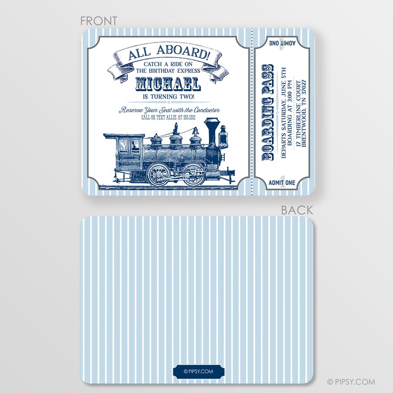 Train Invitation Train Birthday Invitation Vintage Train - Etsy