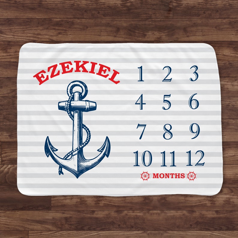 Baby Month Milestone Blanket Anchor Nautical Boy | Etsy