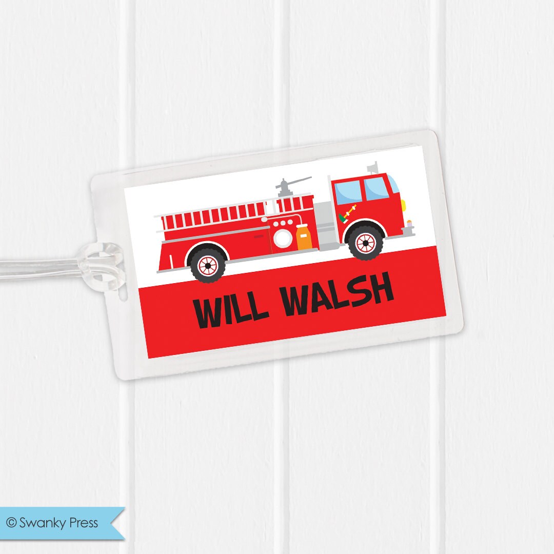 Firetruck Bag Tag Sports Bag Tag Diaper Bag Tag Kids Bag | Etsy