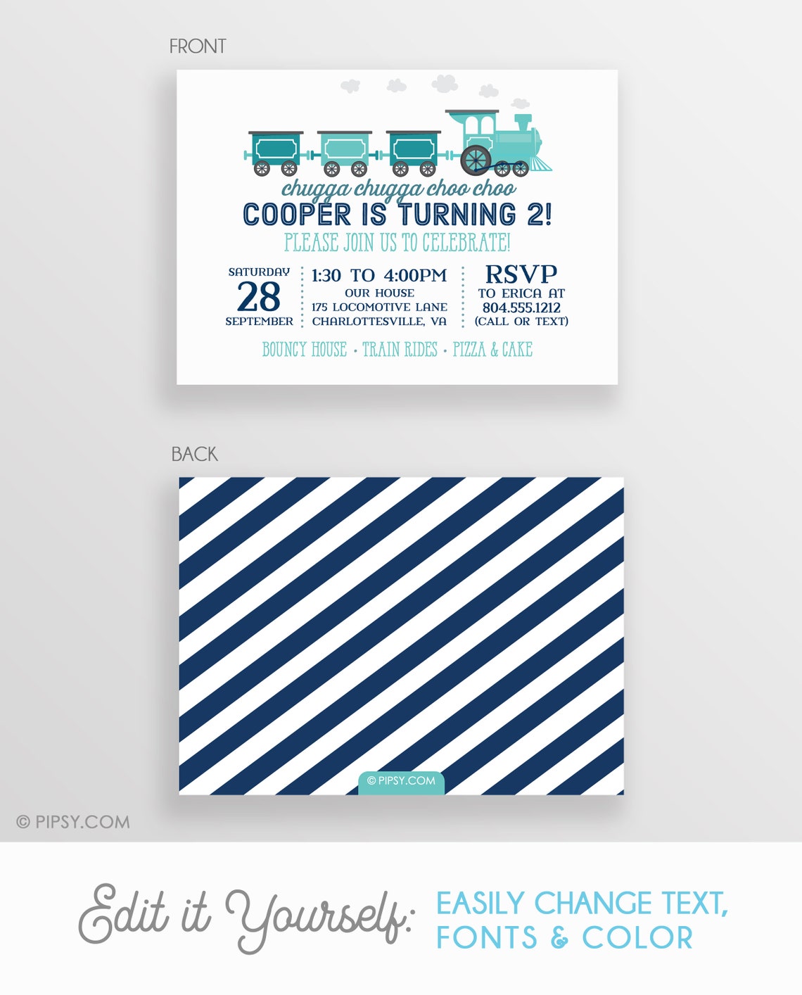 Train Birthday Invitation Boy Birthday Invitation Templett | Etsy