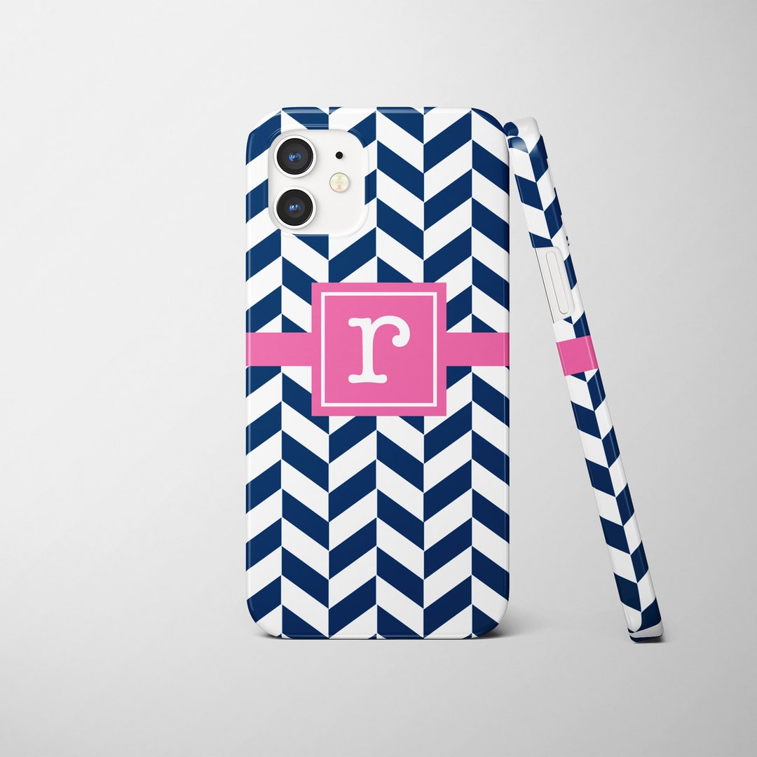 Herringbone iPhone Case: Custom Initial, Personalized Color - Etsy