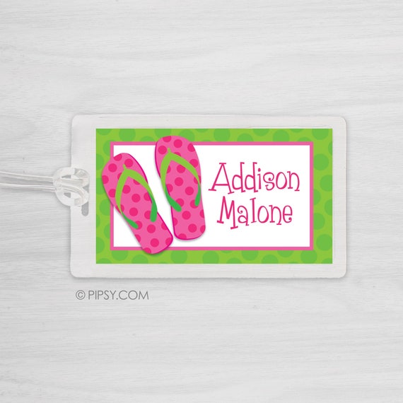 Flip Flops Bag Tag - Beach Bag Tag - Summer Vacation Sports Bag Tag ...