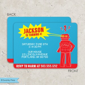 Robot Birthday Invitations Retro Robot Toy Design | Etsy